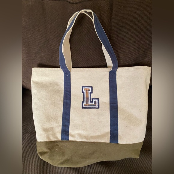 Bags | Canvas Tote Bag With L Initial | Poshmark